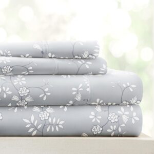 linen market 4 piece full bedding sheet set (light gray vine) - sleep better than ever with these ultra-soft & cooling bed sheets for your full size bed - deep pocket fits 16" mattress