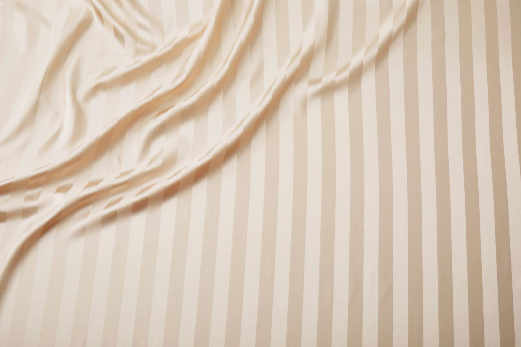 Manyshofu Beige Satin Striped Sheets - 4Pcs Satin Sheets Full Size, Cooling Silky Satin Bed Sheets Luxury Bedding Sheet Set(1 Satin Fitted Sheet, 1 Satin Flat Sheet, 2 Satin Pillow Cases)