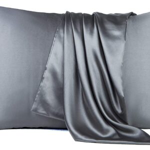 Satin Bed Sheets Full Size Sheet Sets, Grey Silk Sheets, 4 - Pieces Soft Bedding Set with 1 Deep Pocket Fitted Sheet,1 Flat Sheet,2 Pillowcase