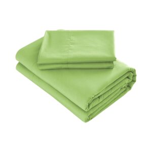 prime bedding bed sheets - 4 piece full size sheets, deep pocket fitted sheet, flat sheet, pillow cases - lime green