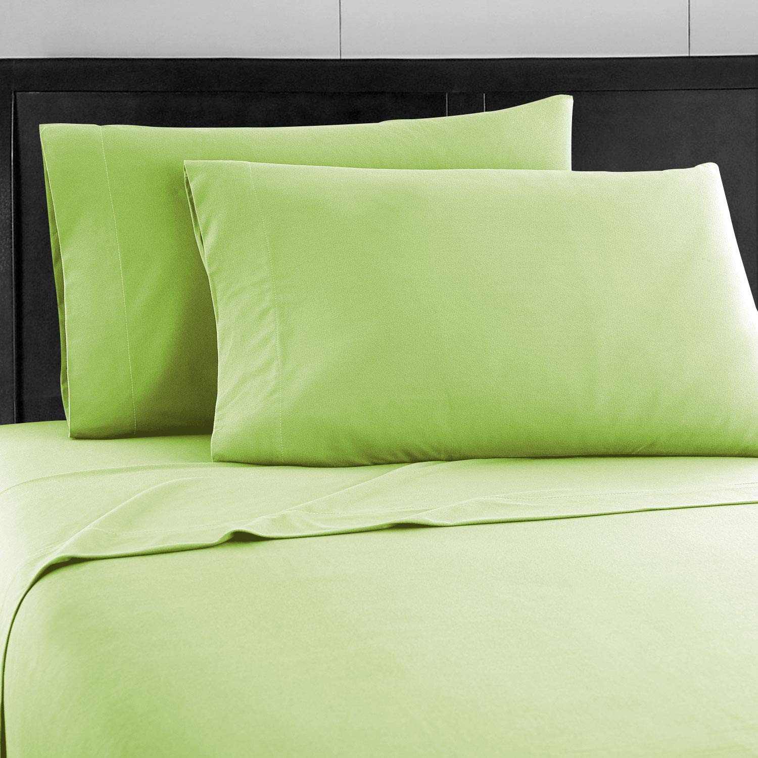 Prime Bedding Bed Sheets - 4 Piece Full Size Sheets, Deep Pocket Fitted Sheet, Flat Sheet, Pillow Cases - Lime Green