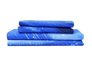 bedlifes galaxy sheets outer space sheet set galaxy themed sheets 4 pcs flat sheet& fitted sheets with 2 pillowcases(light blue full)