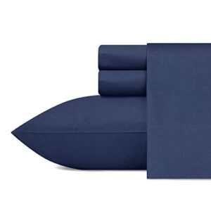 nautica - full sheets, cotton percale bedding set, casual home decor, dorm room essentials (captain's navy, full)