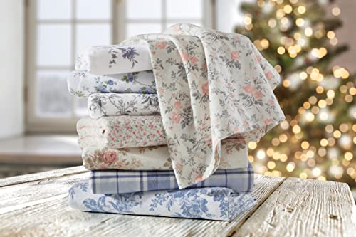 Laura Ashley Home - Full Sheets, Cotton Flannel Bedding Set, Brushed for Extra Softness & Comfort (Rosalie, Full)