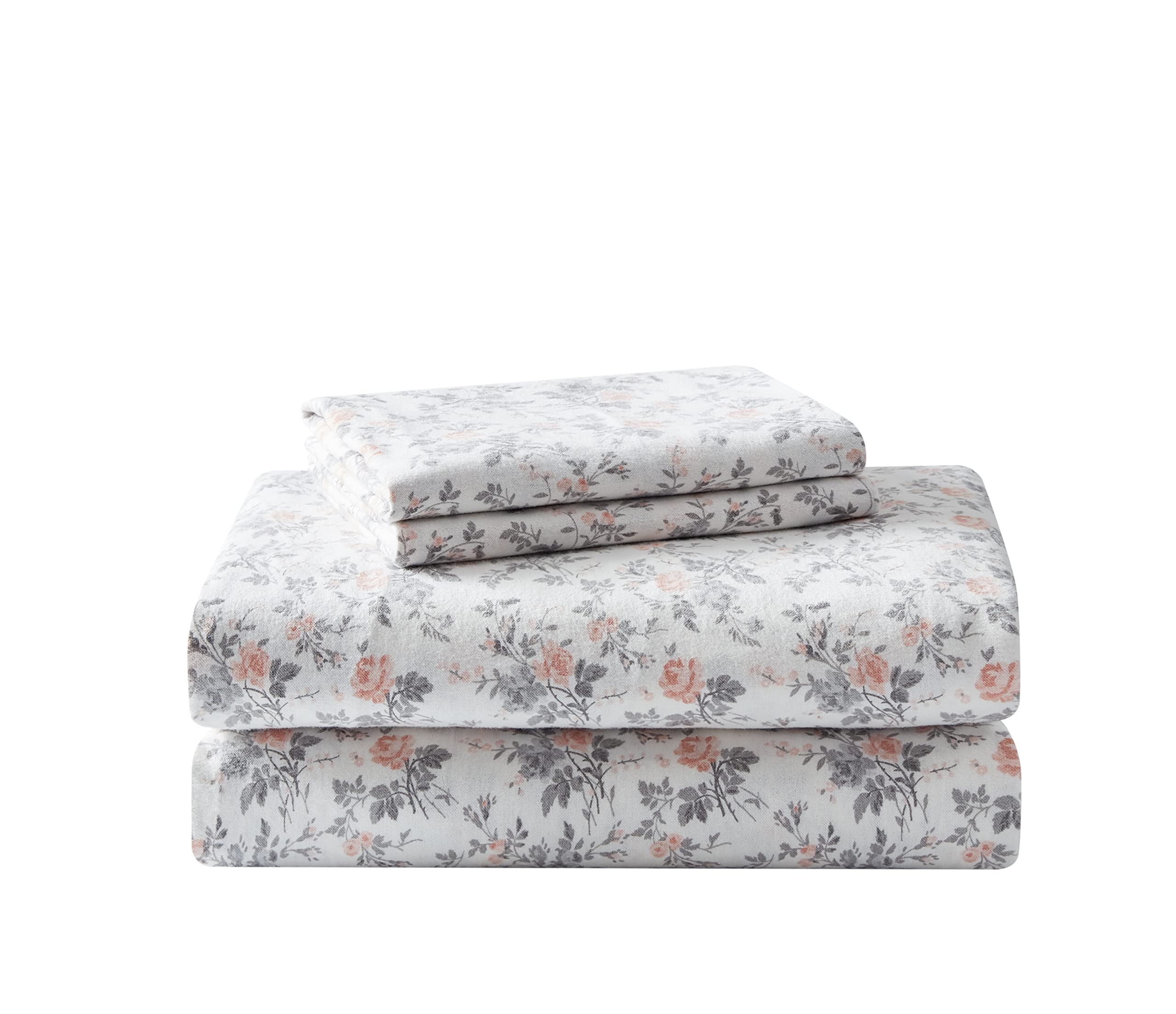 Laura Ashley Home - Full Sheets, Cotton Flannel Bedding Set, Brushed for Extra Softness & Comfort (Rosalie, Full)