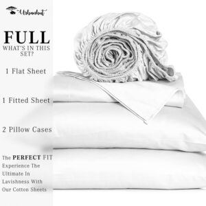 URBANHUT 1000 Thread Count Egyptian Cotton Sheets Full Size, Long Staple Soft & Breathable, 4 Pc Bed Sheet Sets, Luxury Hotel Sateen Sheets Fits 16" Deep Pocket - White