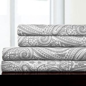 full size sheet sets - breathable luxury sheets with full elastic & secure corner straps built in - 1800 supreme collection extra soft deep pocket bedding set, sheet set, full, paisley gray