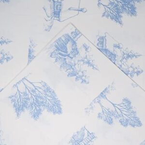 Pointehaven 180 GSM 100% Cotton Flannel Sheet Set - Full, Scenic Toile Blue - Warm & Cozy - Pre-Shrunk -Deep Pockets - Elastic All Around-Comfy Double Brushed