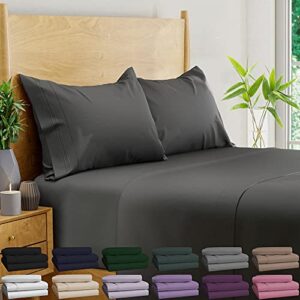 bampure 4pcs - 100% viscose derived from bamboo sheets full size sheets set - super soft viscose bamboo cooling sheets for hot sleepers - up to 16’’ deep pocket - luxury series full sheet set (s gray)