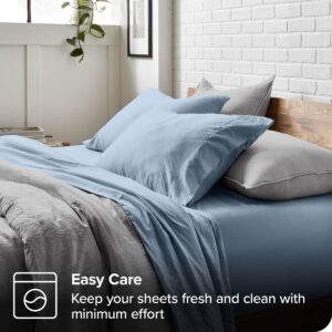 Bare Home Washed Full Sheet Set - Premium 1800 Ultra-Soft Microfiber Bed Sheets - Double Brushed - Hypoallergenic - Stain Resistant (Full, Washed Dusty Blue)