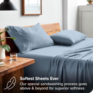 Bare Home Washed Full Sheet Set - Premium 1800 Ultra-Soft Microfiber Bed Sheets - Double Brushed - Hypoallergenic - Stain Resistant (Full, Washed Dusty Blue)