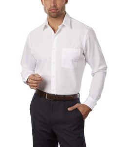 van heusen men's dress shirt fitted poplin solid, white, 17.5" neck 34"-35" sleeve