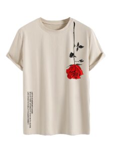 soly hux men's graphic tees vintage t-shirts floral letter print crewneck short sleeve t shirts casual summer streetwear khaki graphic medium