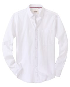 alimens & gentle men's solid oxford shirt regular fit long sleeve button down shirts with pocket white