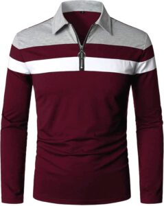 ytd mens classic polo shirt long sleeve shirts lightweight casual tops