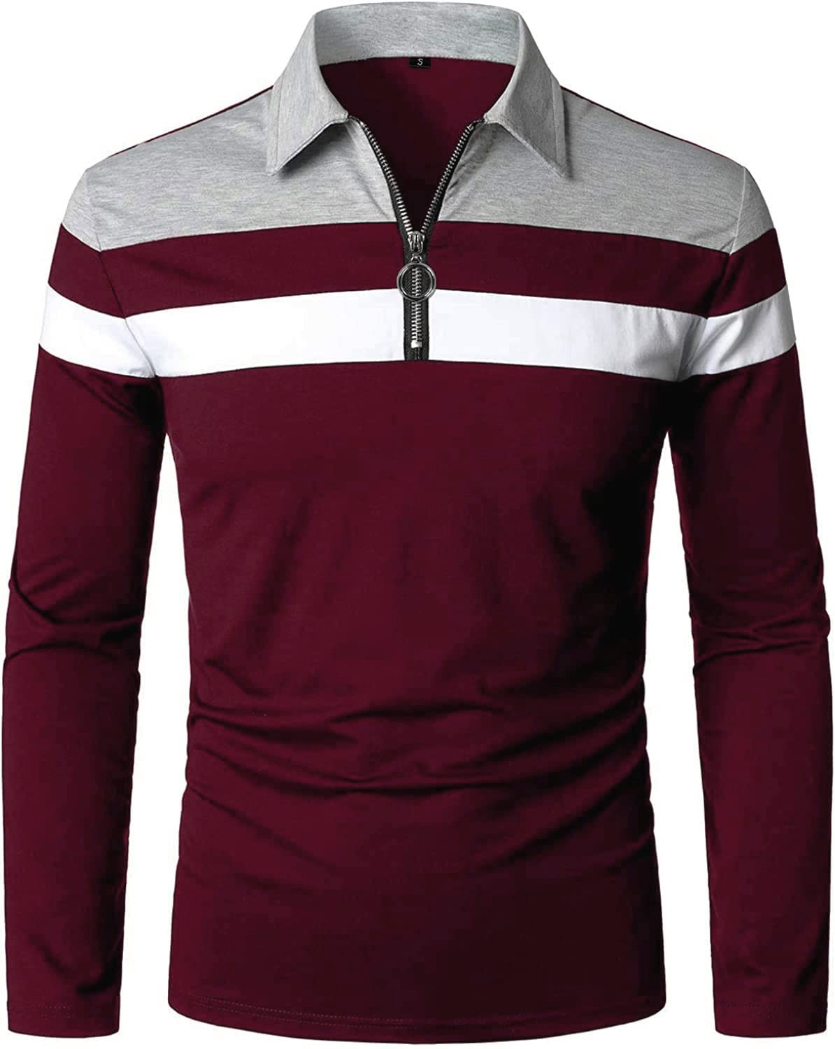 YTD Mens Classic Polo Shirt Long Sleeve Shirts Lightweight Casual Tops