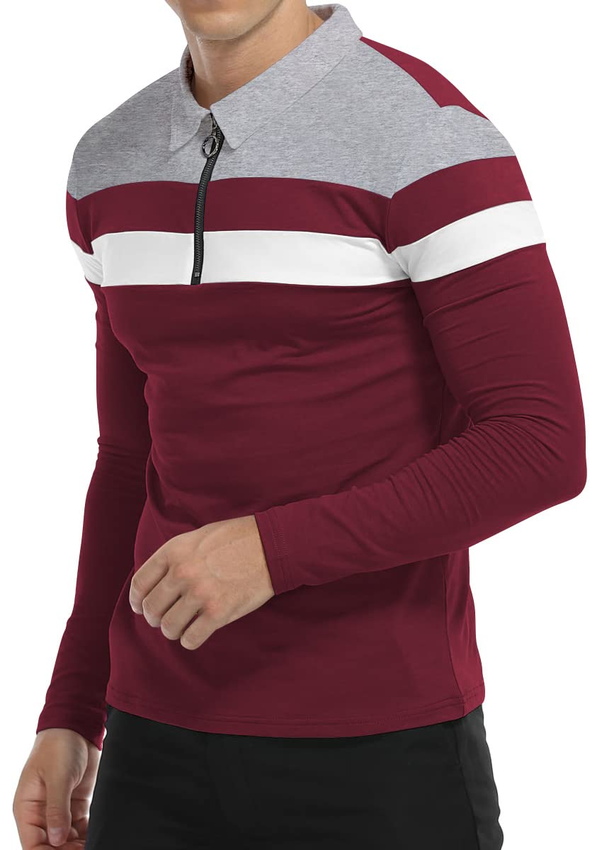 YTD Mens Classic Polo Shirt Long Sleeve Shirts Lightweight Casual Tops