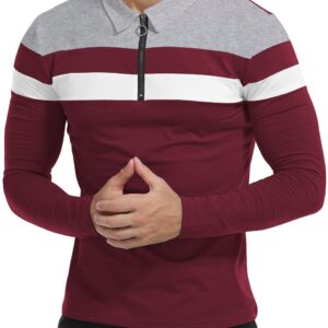 YTD Mens Classic Polo Shirt Long Sleeve Shirts Lightweight Casual Tops