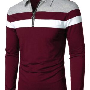 YTD Mens Classic Polo Shirt Long Sleeve Shirts Lightweight Casual Tops