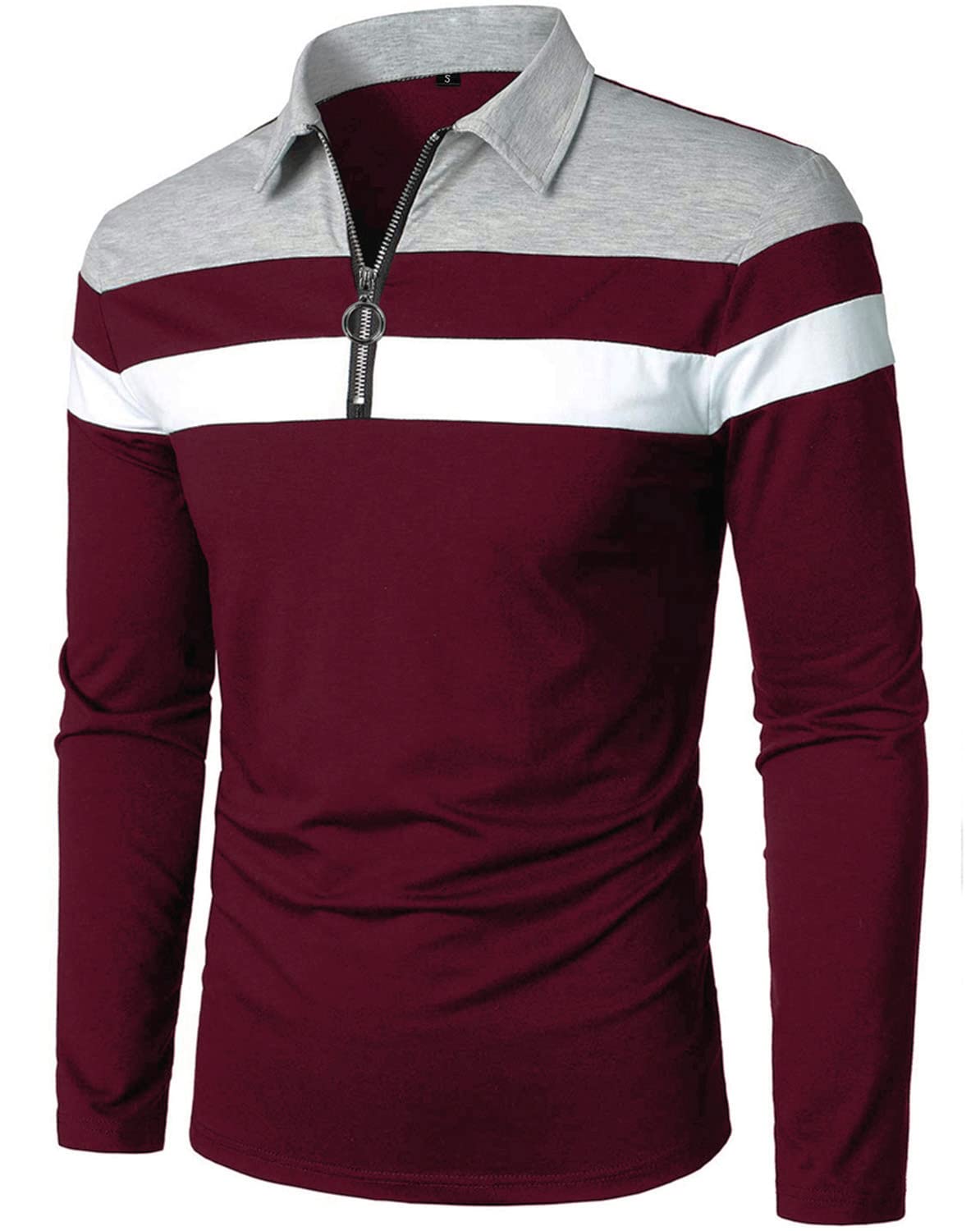 YTD Mens Classic Polo Shirt Long Sleeve Shirts Lightweight Casual Tops