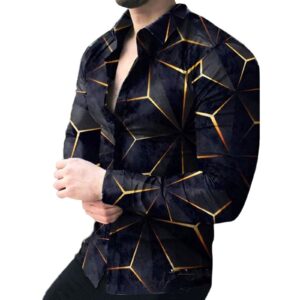 men's stylish dress shirts pattern printed shirts long sleeve button down shirts 2xl