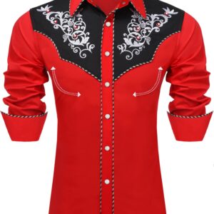 JoZorro Men Western Shirts Rhinestone Cowboy Shirt Camisas Vaqueras Para Hombres Elegantes Para Fiesta 50s Rockabilly Shirt