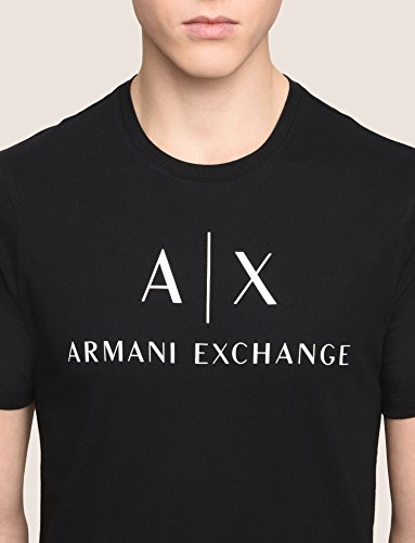 A|X ARMANI EXCHANGE mens Classic Crew Logo Tee T Shirt, Black, X-Large US