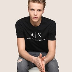 A|X ARMANI EXCHANGE mens Classic Crew Logo Tee T Shirt, Black, X-Large US