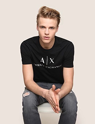 A|X ARMANI EXCHANGE mens Classic Crew Logo Tee T Shirt, Black, X-Large US