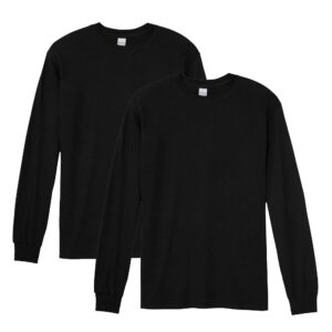 gildan men's heavy cotton long sleeve t-shirt, style g5400, 2-pack, black, 2x-large