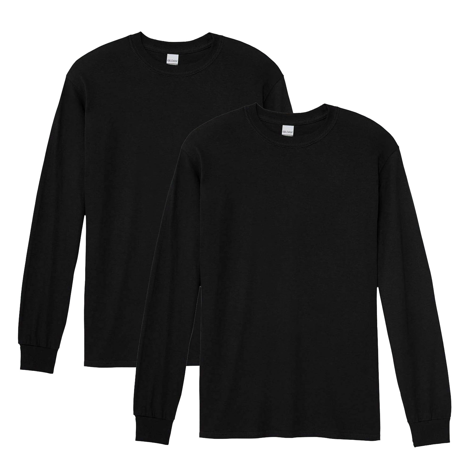 Gildan Men's Heavy Cotton Long Sleeve T-Shirt, Style G5400, 2-Pack, Black, 2X-Large