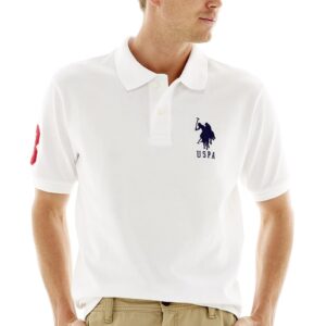 u.s. polo assn. men's solid pique polo shirt, white, l