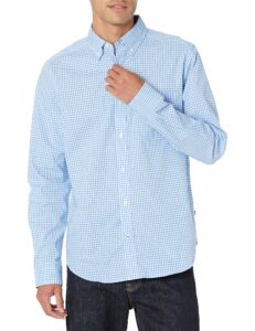 nautica men's classic fit gingham stretch cotton shirt, light french blue