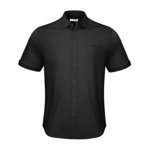 JEKAOYI Button Down Short Sleeve Linen Shirts for Men Summer Casual Cotton Spread Collar Beach Shirts (Black, X-Large)