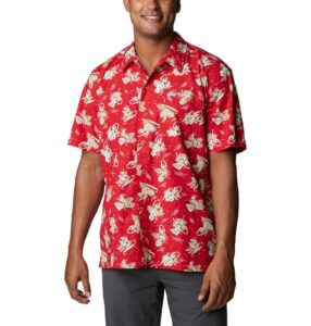 columbia men's trollers best short sleeve shirt, red spark lite me up print, x-large