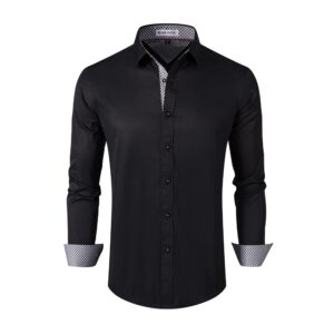 muse fath men's camisas de vestir para hombres-casual long sleeve church shirt-button up wedding dress shirts-black diagonal-xl