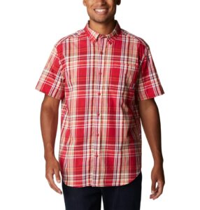 columbia men's rapid rivers ii short sleeve shirt, mountain red multi madras, medium