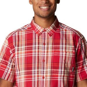 Columbia Men's Rapid Rivers II Short Sleeve Shirt, Mountain Red Multi Madras, Medium