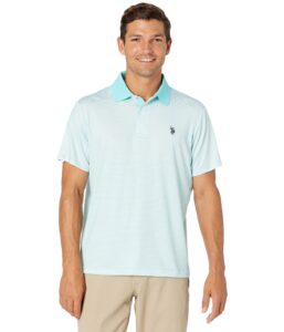 u.s. polo assn. short sleeve printed performance jersey knit shirt aqua fresh lg