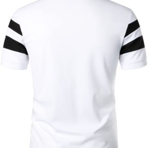 HOOD CREW Mens Short Sleeve Polo Shirts Stylish Design Summer T Shirt White M