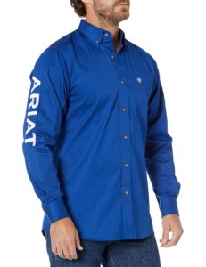 ariat men's mns team logo twill ftd ls shrt ultm/wht, ultramarine/white, x-large