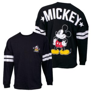 disney mickey mouse striped sleeve black long sleeve shirt large