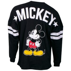 Disney Mickey Mouse Striped Sleeve Black Long Sleeve Shirt Large