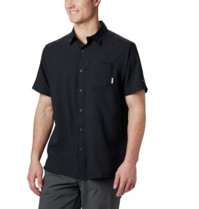 columbia men's standard slack tide camp shirt, black, small