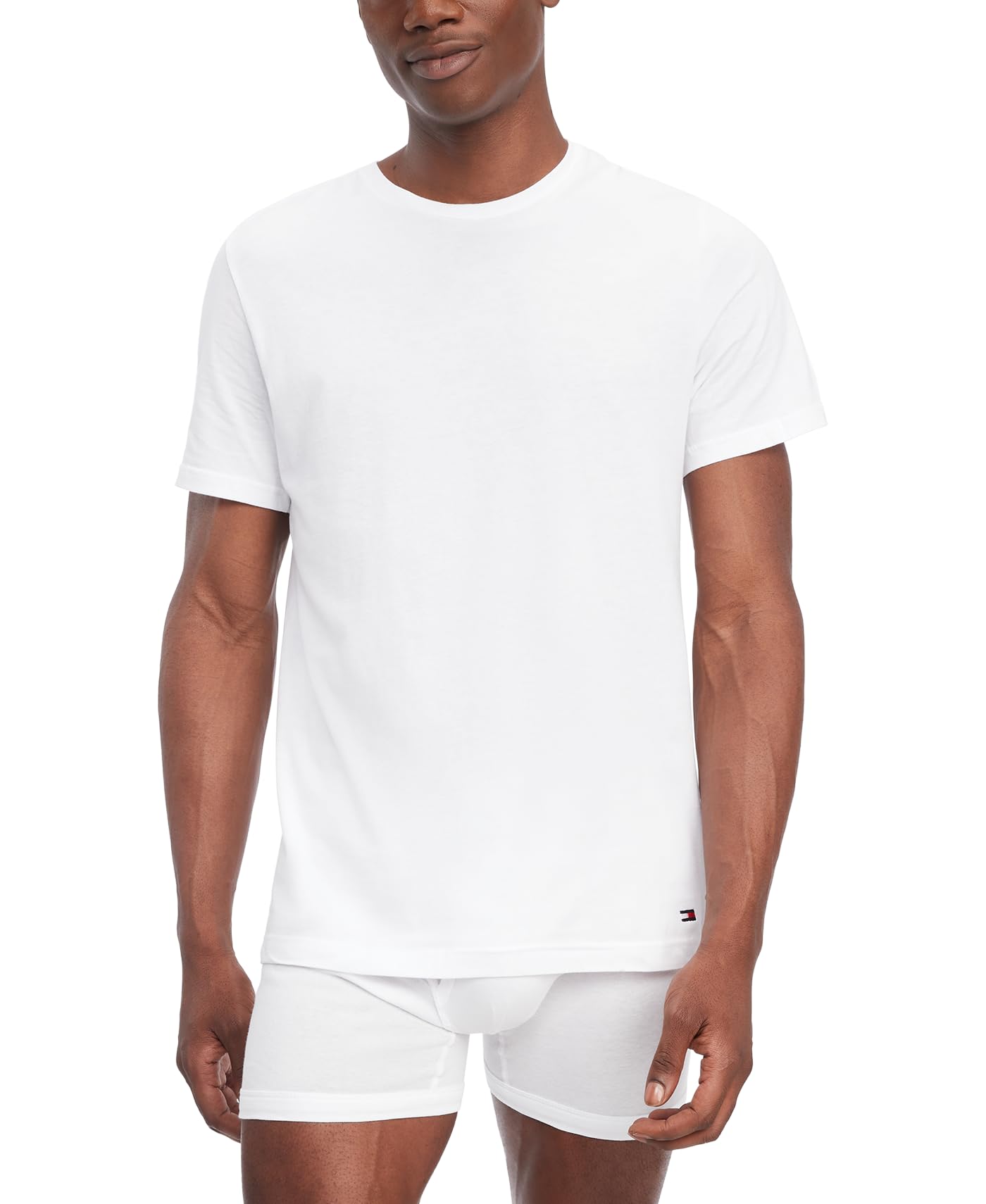 Tommy Hilfiger Men's Undershirts 3 Pack Cotton Classics Crew Neck T-Shirt, White, Small