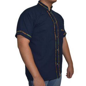 Mexican Guayabera Shirts for Men Multiple Colors Made in Mexico (Navy, L)