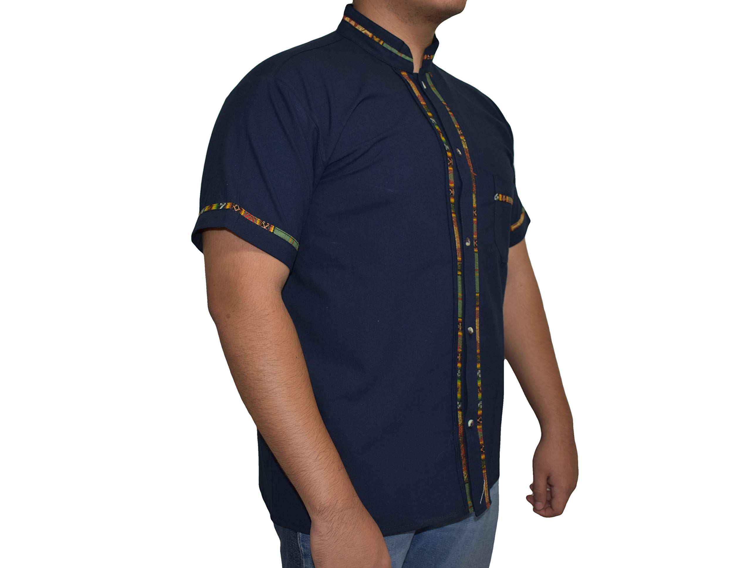 Mexican Guayabera Shirts for Men Multiple Colors Made in Mexico (Navy, L)