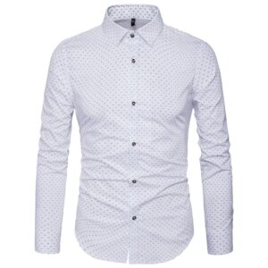 muse fath men’s printed dress shirt-cotton casual long sleeve shirt-button down wedding dress shirt-white-l