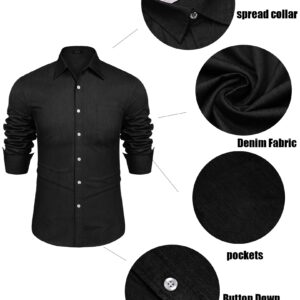 COOFANDY Men's Denim Button Up Shirt Business Casual Shirts Western Shirts for Men Cowboy