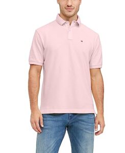 tommy hilfiger men's short sleeve polo shirt in classic fit, pebble pink 2x-large